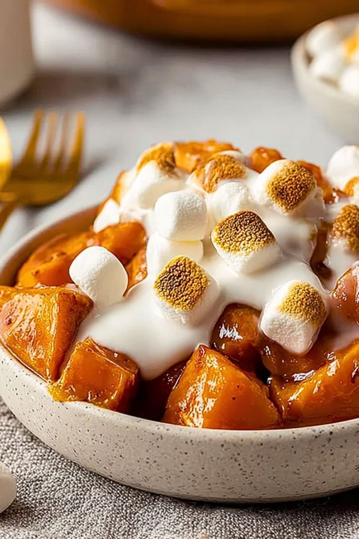 Marshmallow Crock Pot Sweet Potatoes - Ava Chef Life