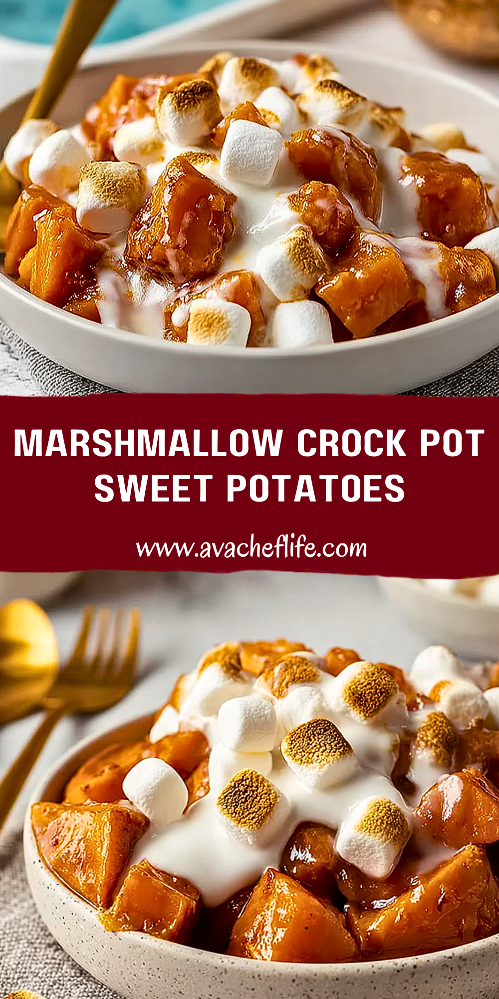Marshmallow Crock Pot Sweet Potatoes - Ava Chef Life