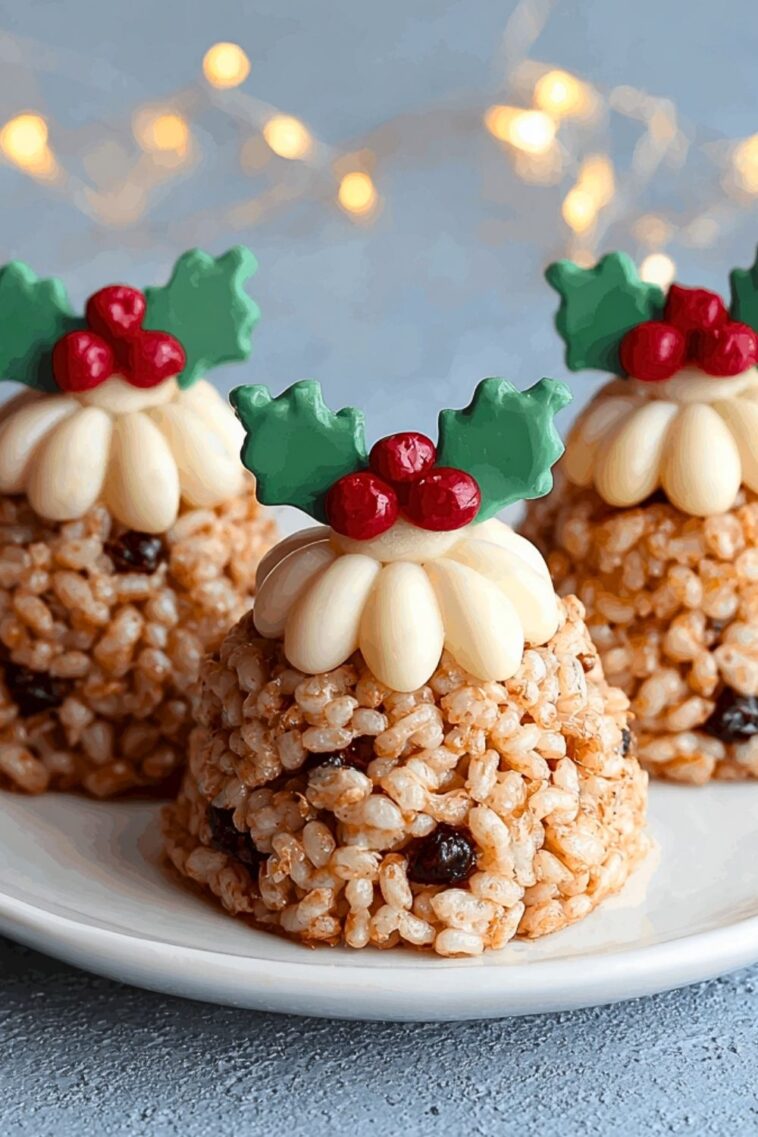 No-Bake Rice Krispie Christmas Puddings - Ava Chef Life