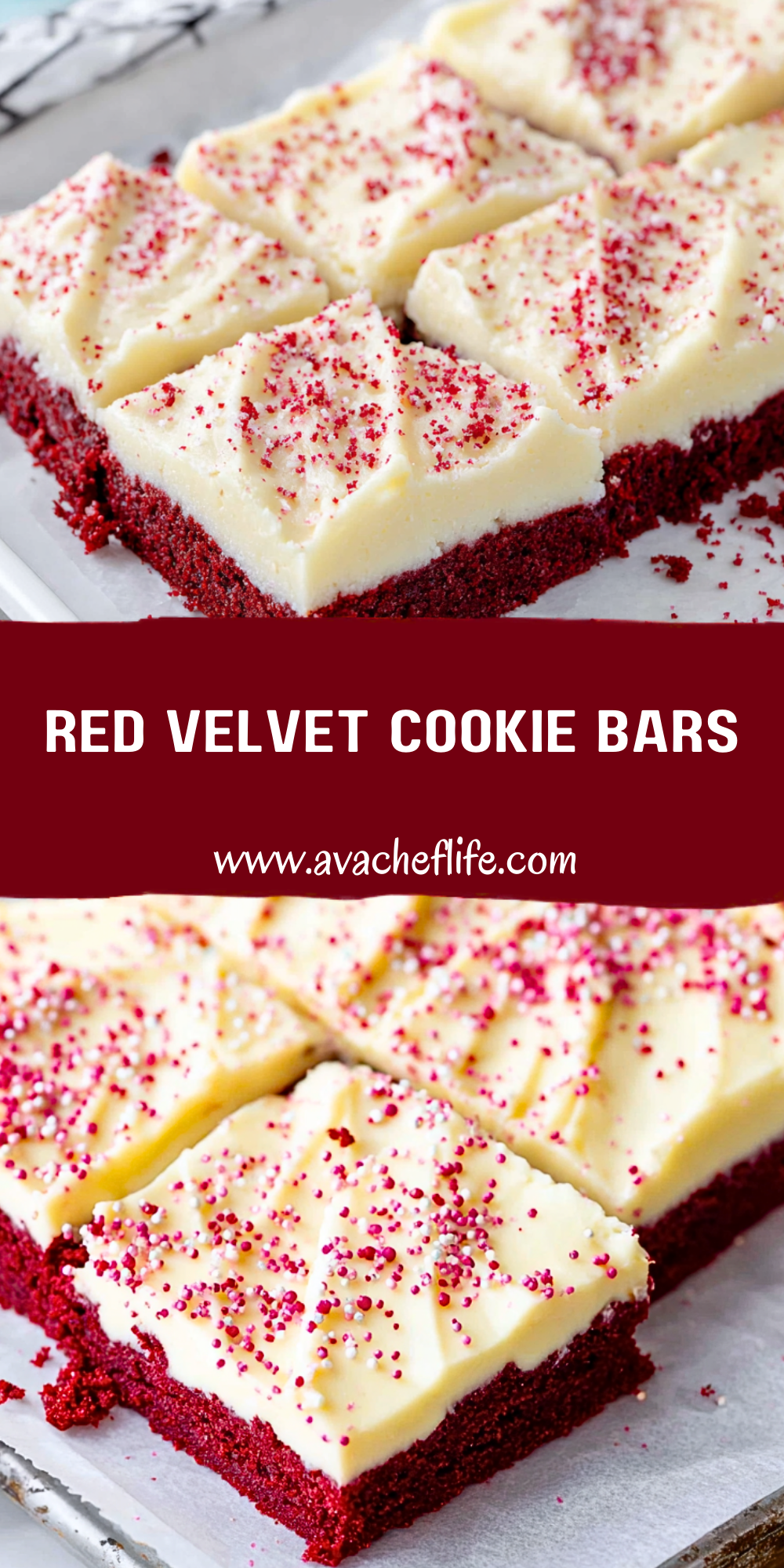 Red Velvet Cookie Bars - Ava Chef Life
