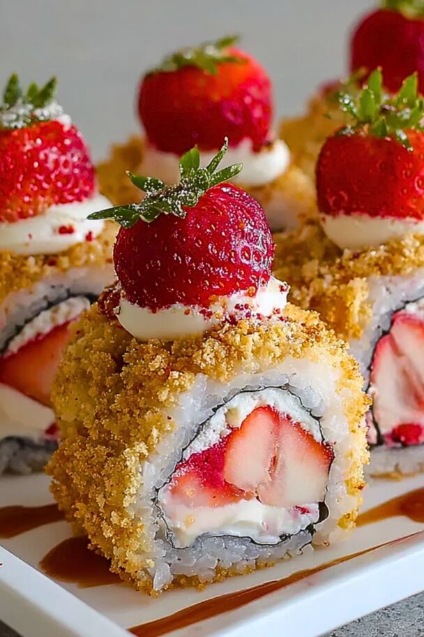 Strawberry Shortcake Cheesecake Sushi Rolls - Ava Chef Life